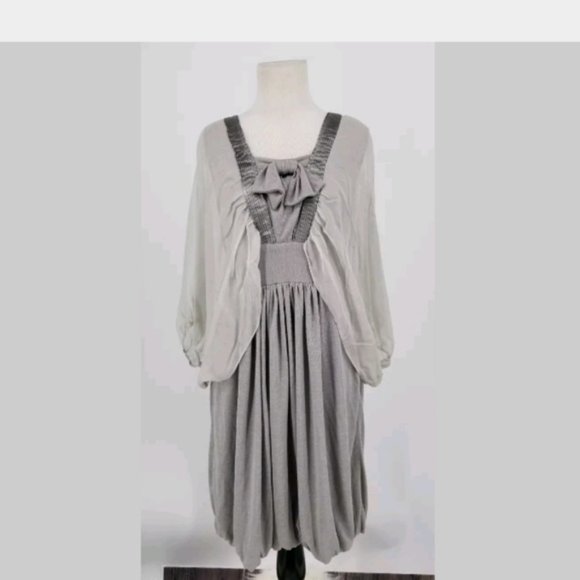 Ryu | Dresses | Chic Dress Gray Silk Blend Bubble Hem Flowy 7 Cotton 20 ...